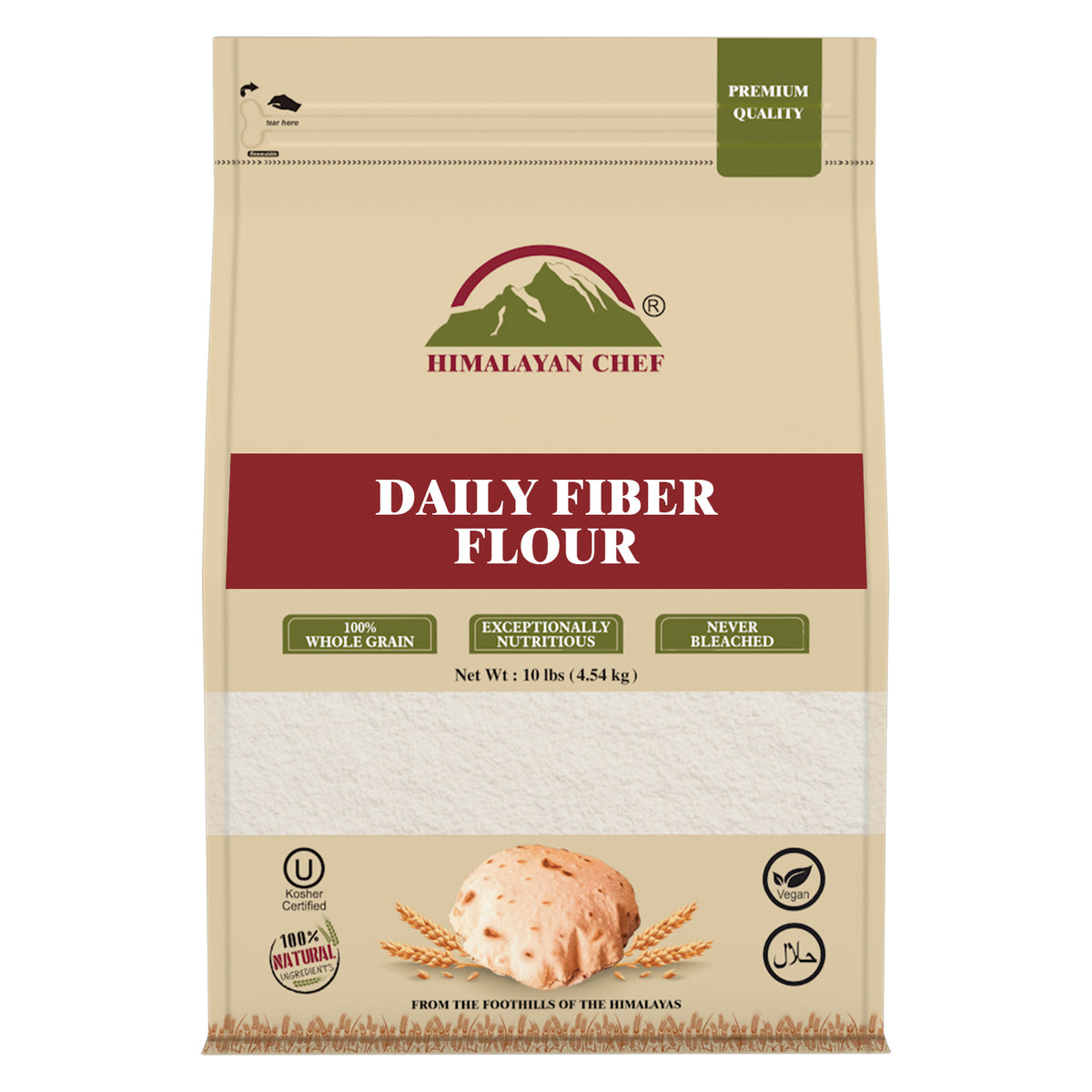 Daily Fiber Multivitamin Flour (Atta) - 10 lbs (4540g) | Himalayan Che ...